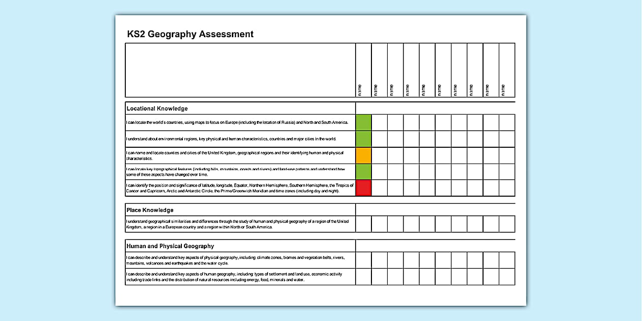 Geography Assessment KS2 Tracker - Twinkl - Geography