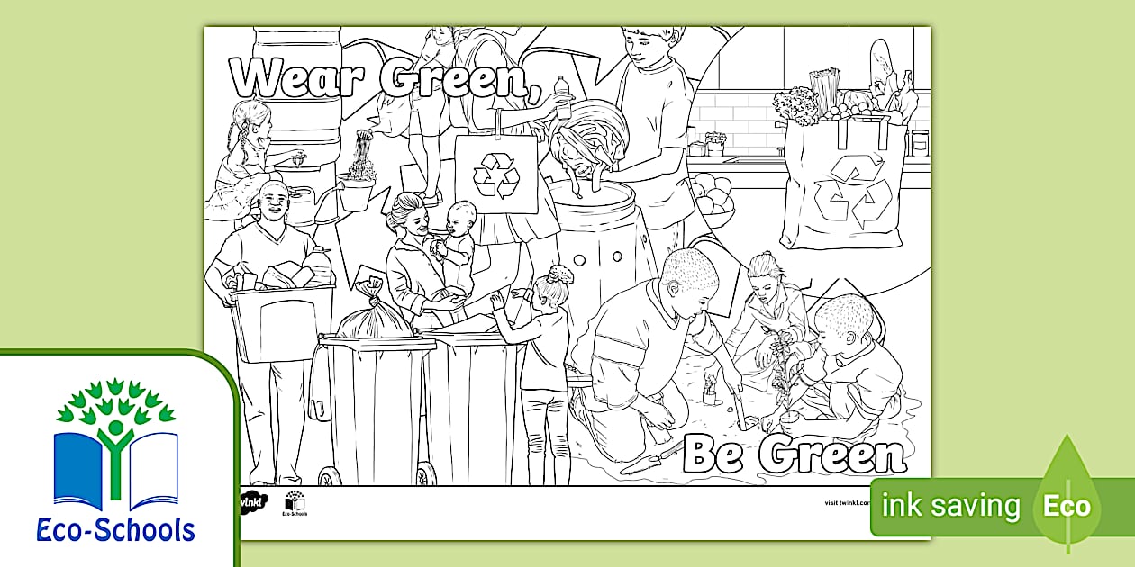 FREE! - KS2 Wear Green, Be Green Colouring Page - Twinkl