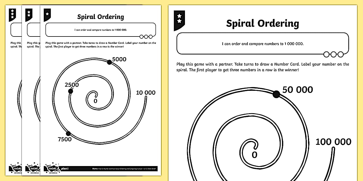 Spiral Ordering Worksheet / Worksheet - Twinkl