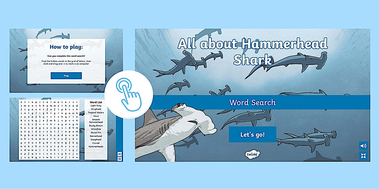 All about Hammerhead Shark Word Search (teacher made)