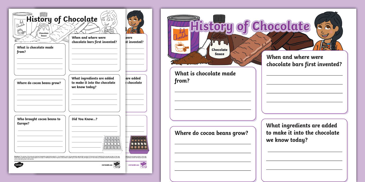 KS1 History of Chocolate Fact File Template (teacher made)