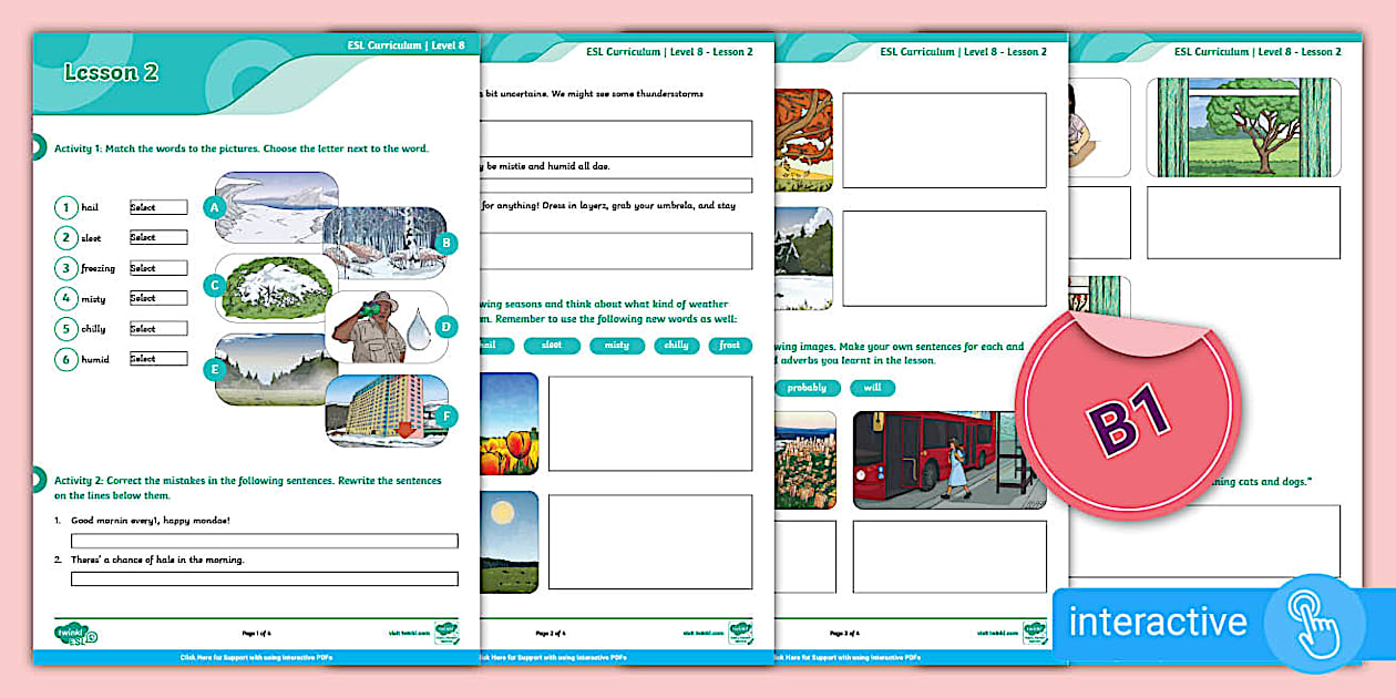 ESL Curriculum Level 8, Lesson 2 Interactive Worksheet