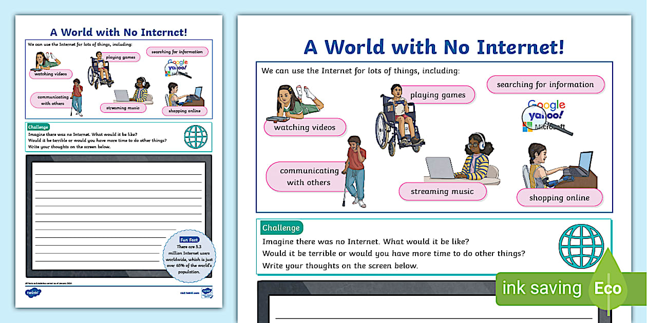 A World with No Internet! Activity Sheet - Twinkl - KS2