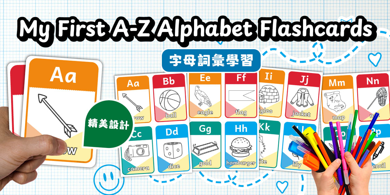 My First A-Z Alphabet Flashcards｜A-Z 圖文字卡