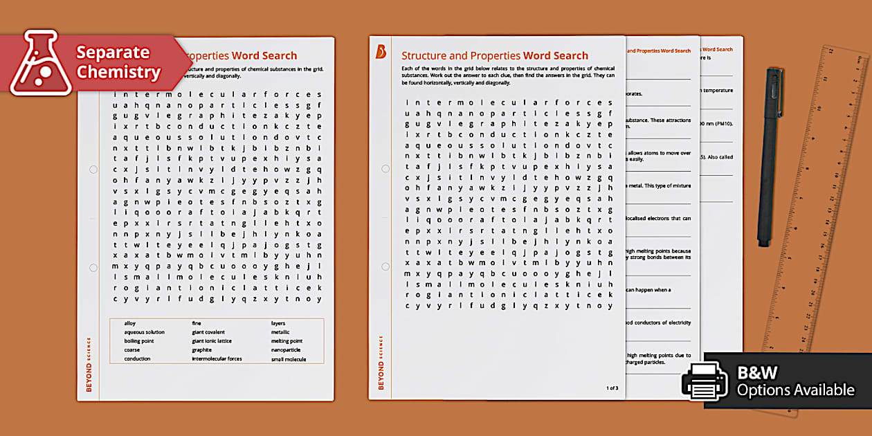 Structure and Properties Word Search (Separate) - Twinkl