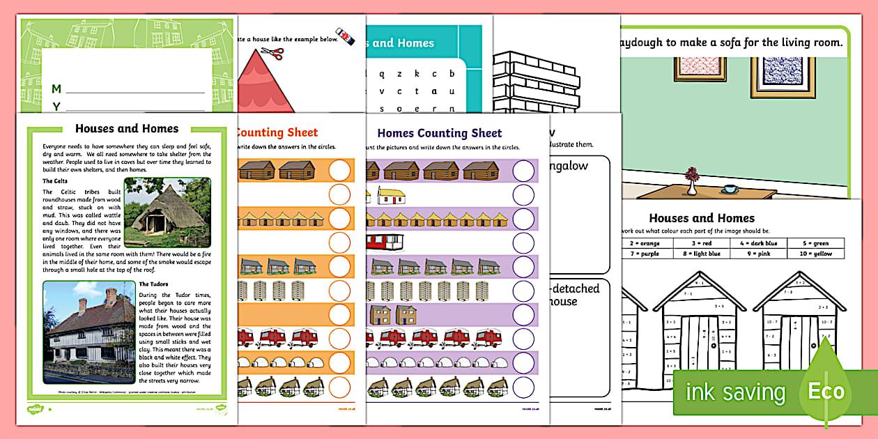 Top Ten Houses and Homes Activity Pack (teacher made)