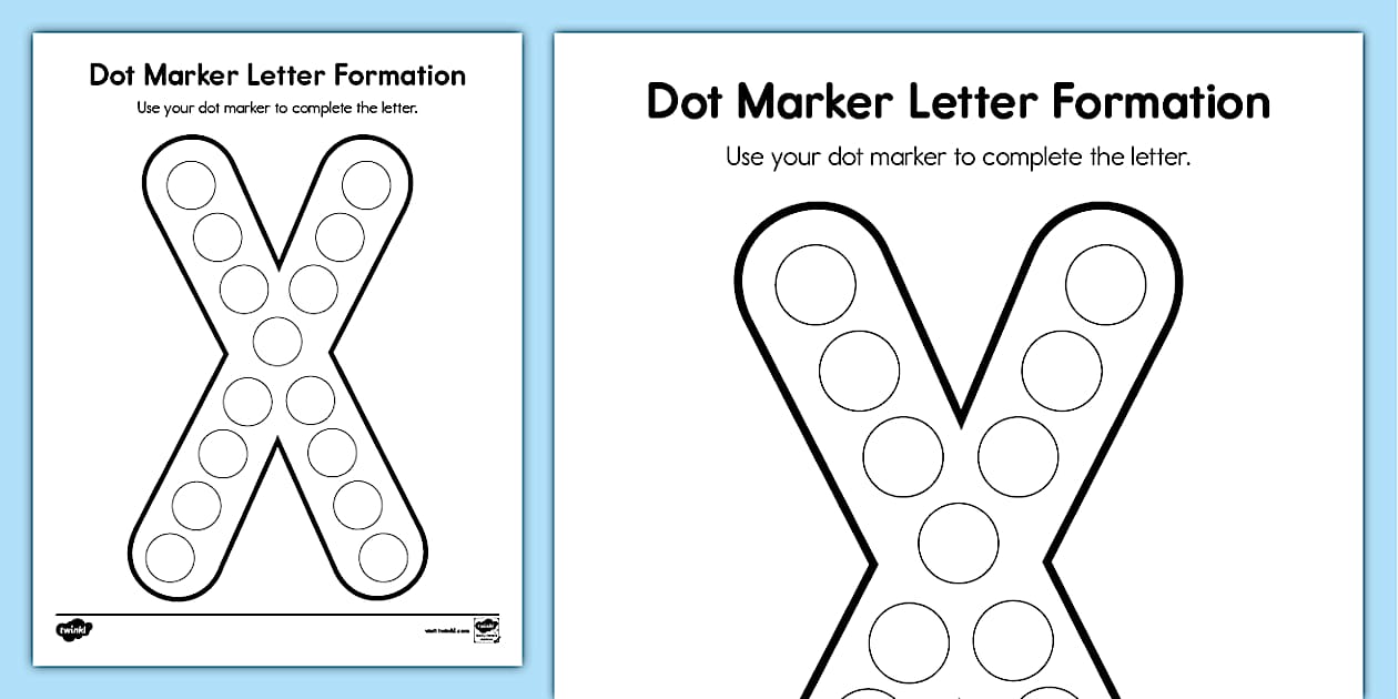 Uppercase Letter X: Dot Marker Letter Formation Worksheet