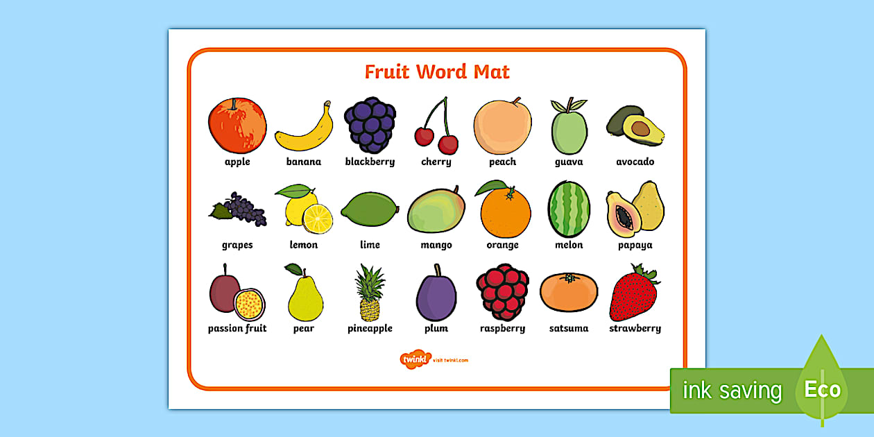 SA Fruit Word Mat (teacher made) - Twinkl