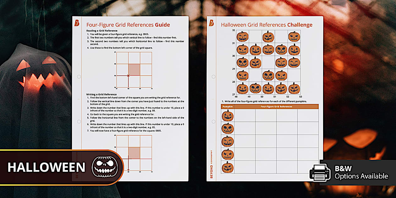 KS3 Halloween Grid References Challenge - Twinkl