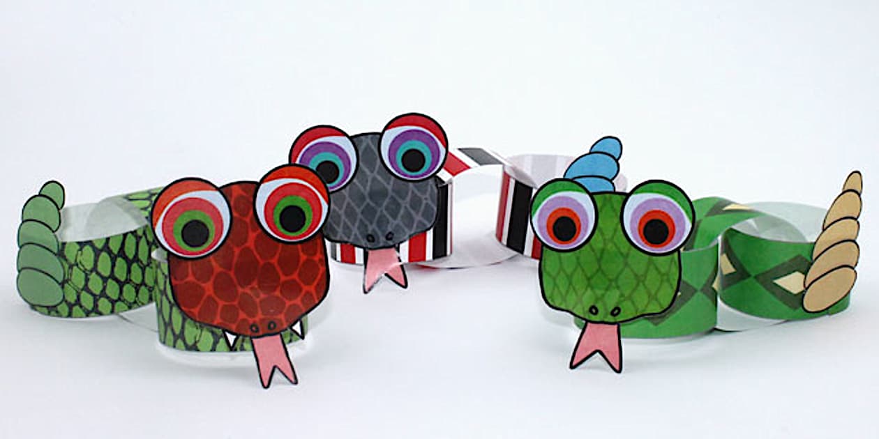 Black and White Paper Chain Snake Craft - Twinkl
