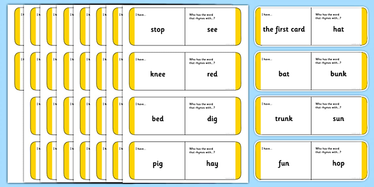 Black and White Australian Kindergarten Year 1 1-Syllable Rhyming Words ...