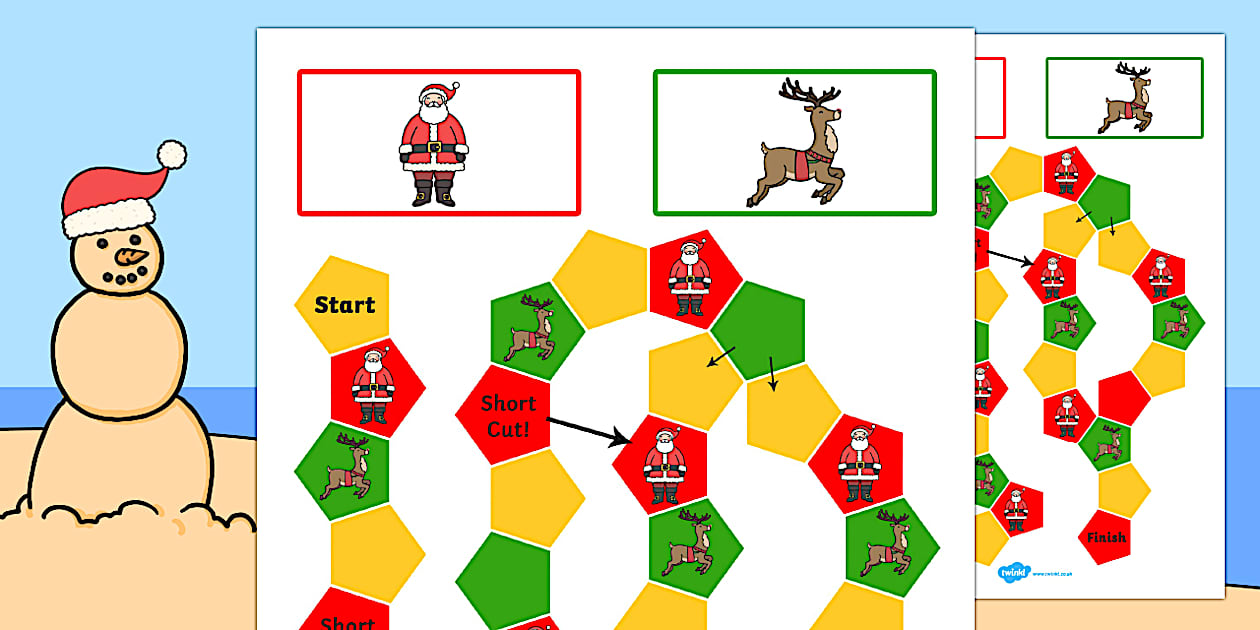 Christmas Themed Editable Board Game - Twinkl