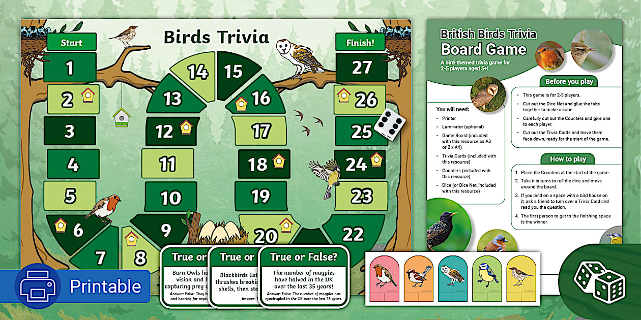 Spring Birds File Folder Board Game for Spring Activities