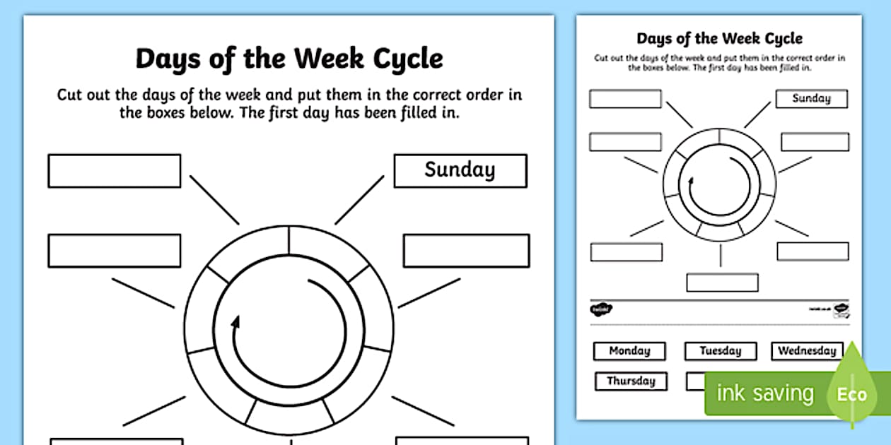 Editable Days of the Week Circle Cut and Stick Worksheet