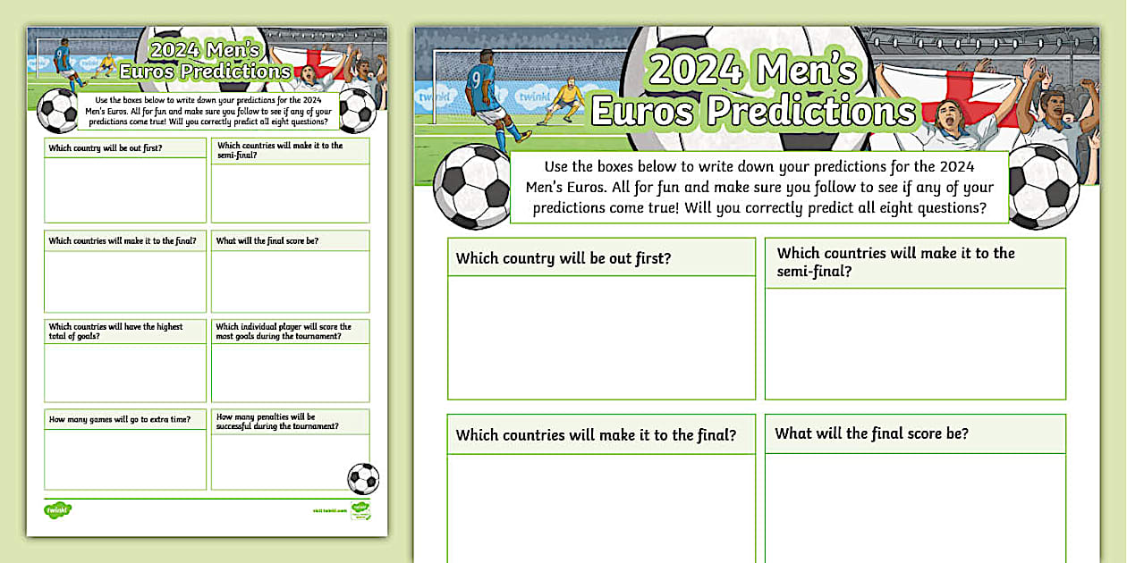 2024 Men's Euros Predictions Worksheet (teacher made)