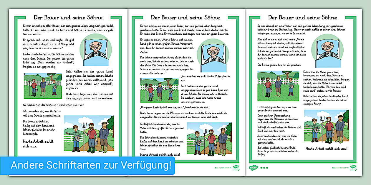 Der Bauer und seine Söhne - Kurzgeschichte (Teacher-Made)