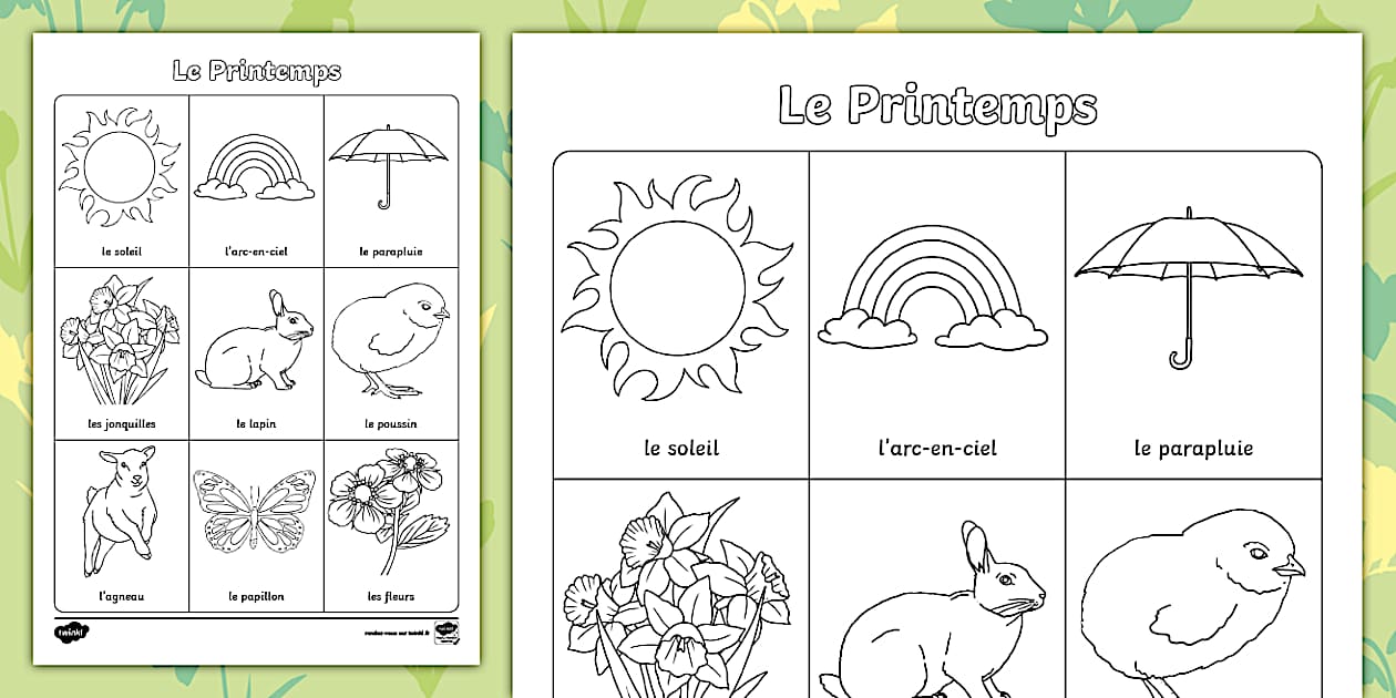 Coloriage : Le printemps (teacher made) - Twinkl