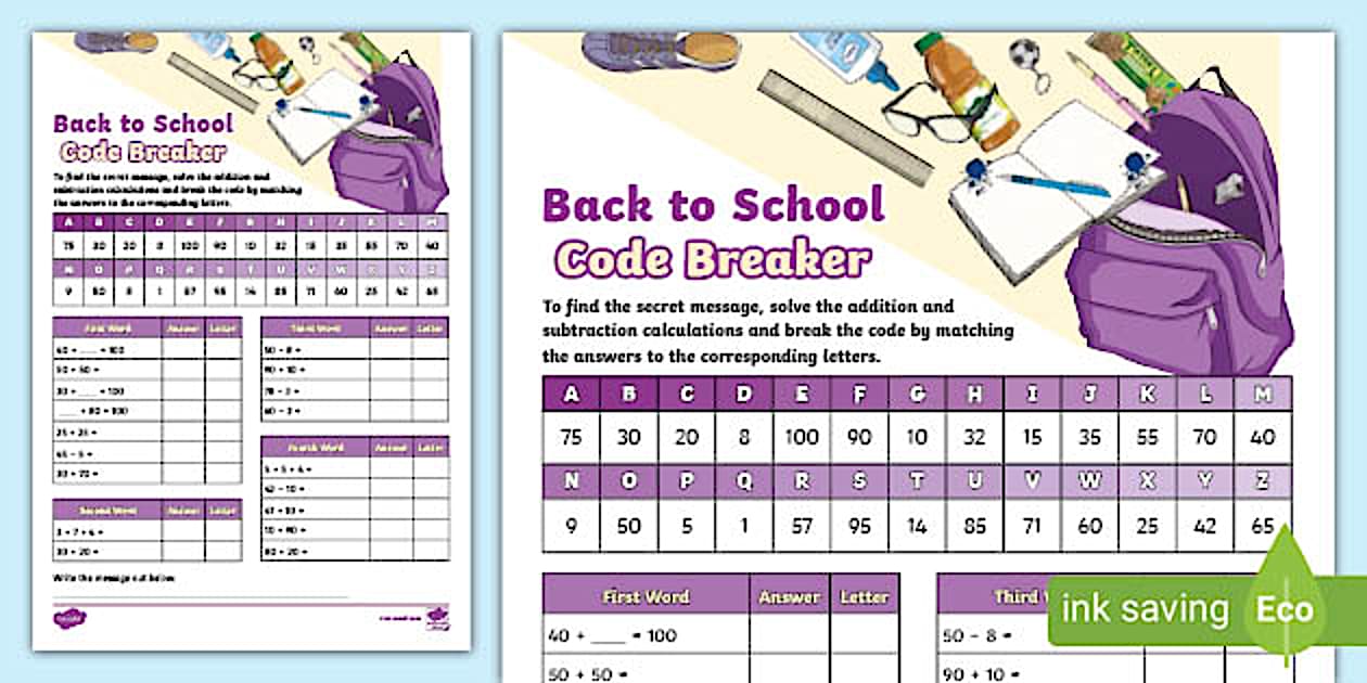 👉 Year 3 Back to School Maths Code Breaker - Twinkl