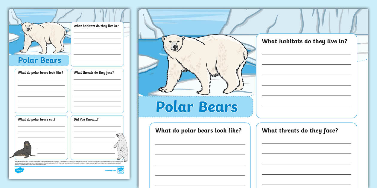 Polar Bears Fact File Template - Twinkl Polar Bears - Twinkl