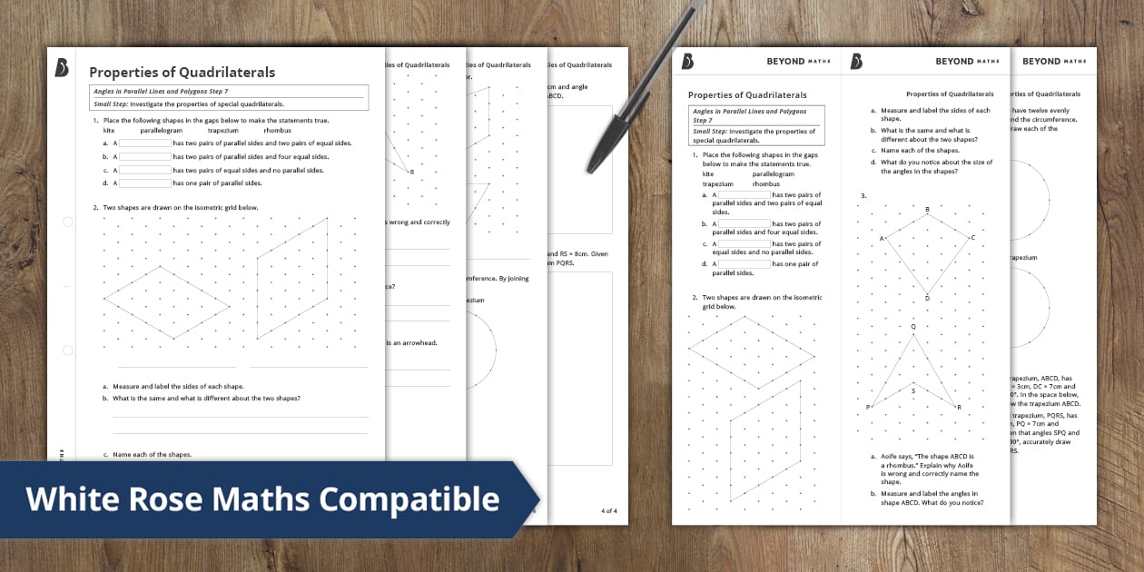 👉 Properties of Quadrilaterals (teacher made) - Twinkl