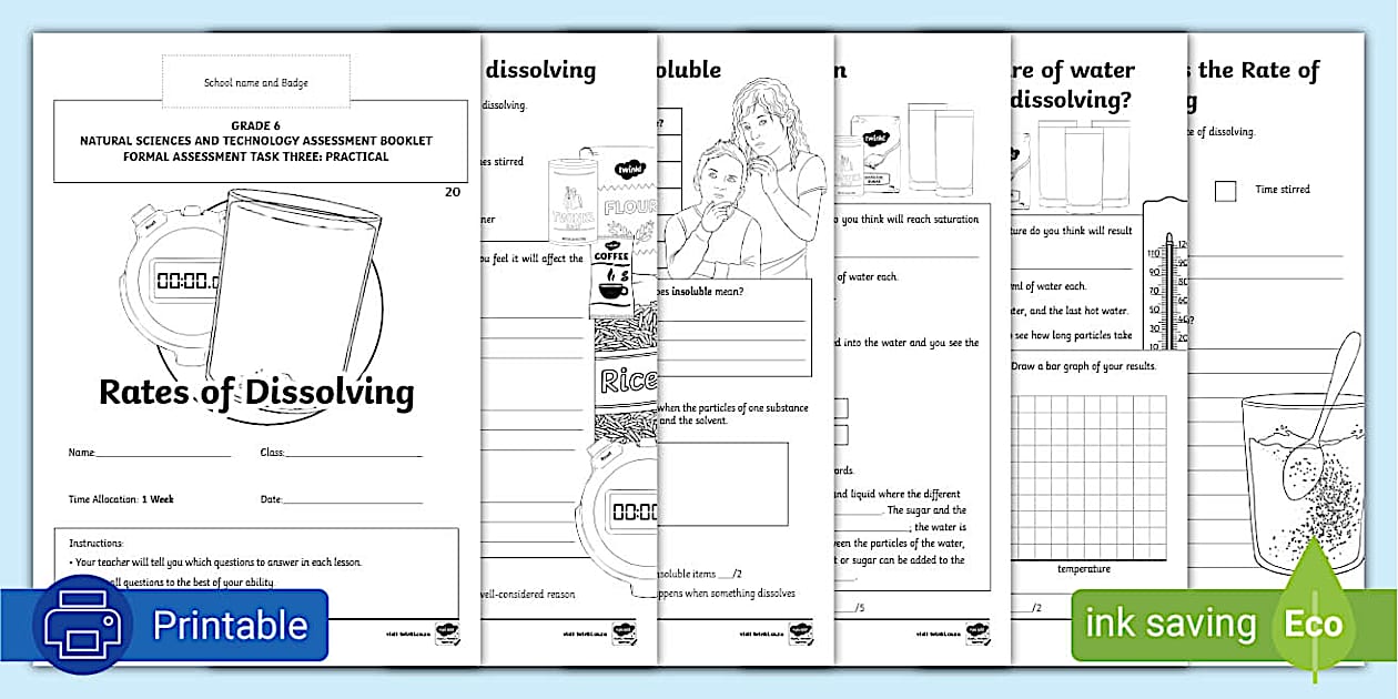Rate of Dissolving Assessment Booklet (teacher made)