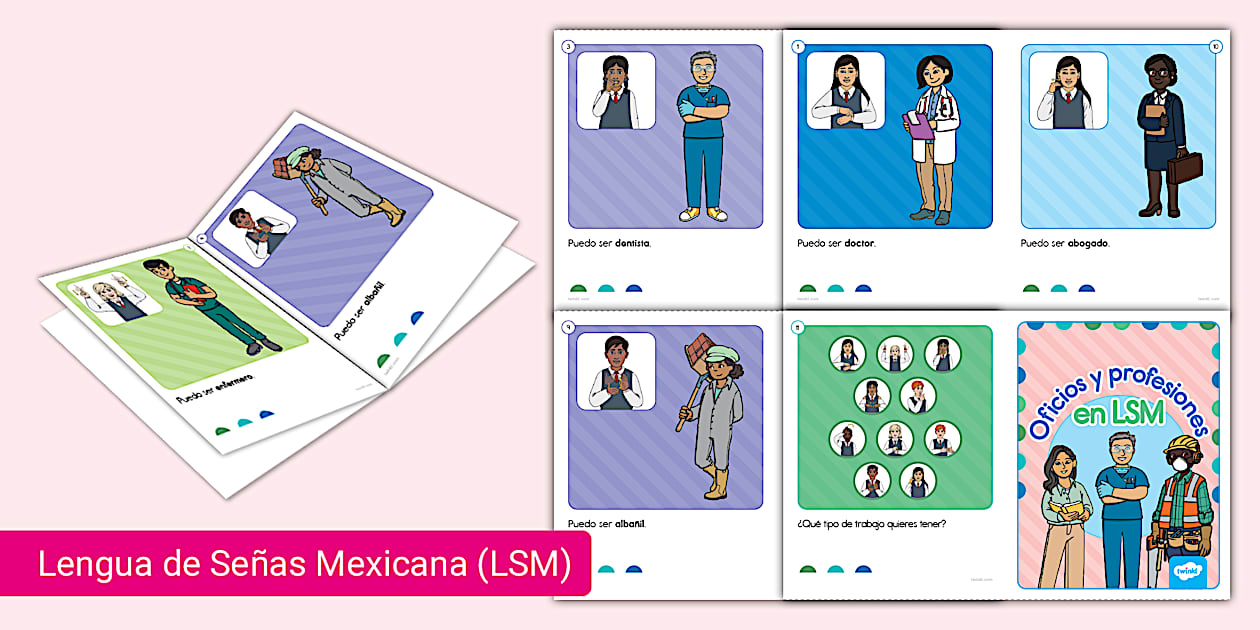 Librito: Oficios y profesiones en LSM (teacher made)