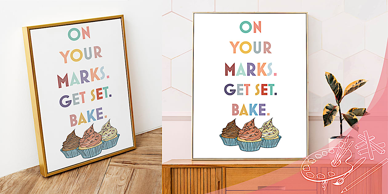 Bake Off On Your Marks Get Set Bake Pastel Colours Poster