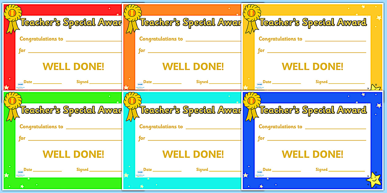 Editable Teachers Special Award Certificates (teacher made)