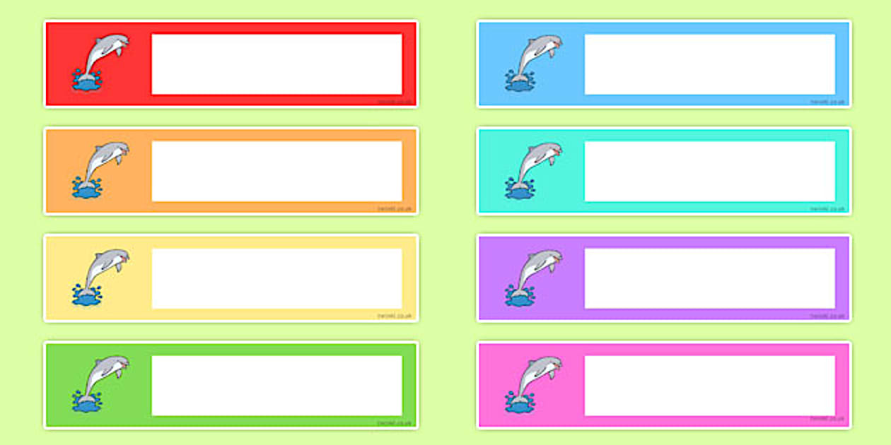 👉 Editable Drawer - Peg - Name Labels (Dolphins) - Twinkl