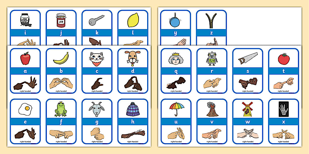 New Zealand Sign Language Alphabet Flash Cards