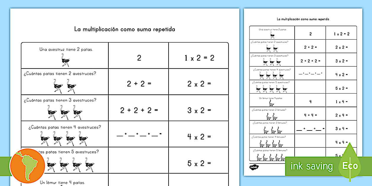 Ficha de actividad: La multiplicación como suma repetida