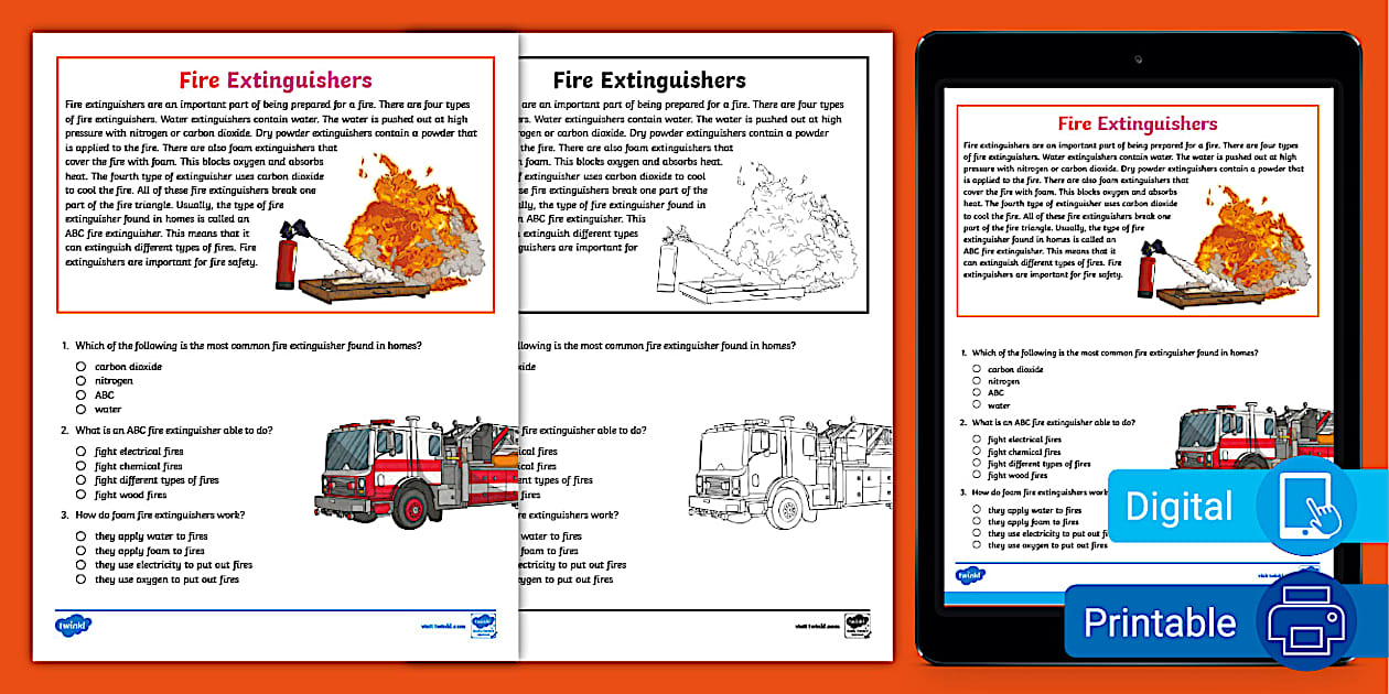 3rd Grade Fire Extinguishers Reading Comprehension | Twinkl