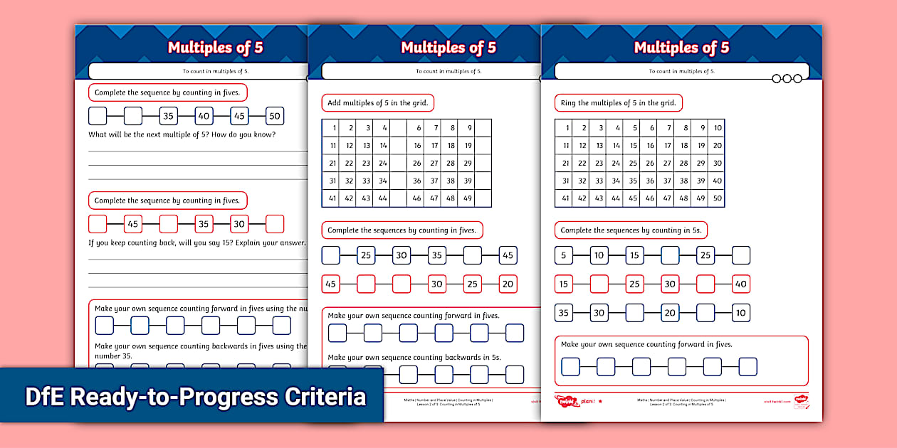 👉 Year 1 Multiples of 5 Maths Differentiated Activity Sheets