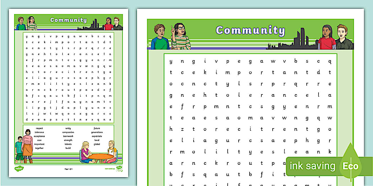 Year 3 - Lesson 5 - Community Wordsearch (teacher made)