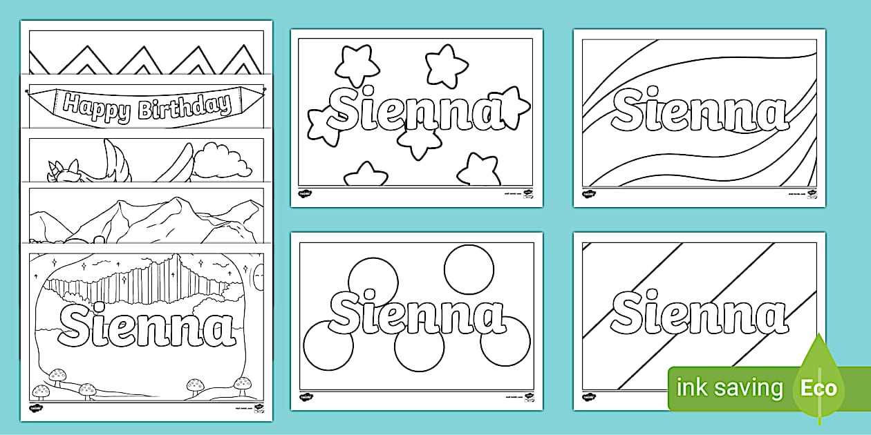 Sienna Name Simple Colouring Activity Sheets|Twinkl Resource