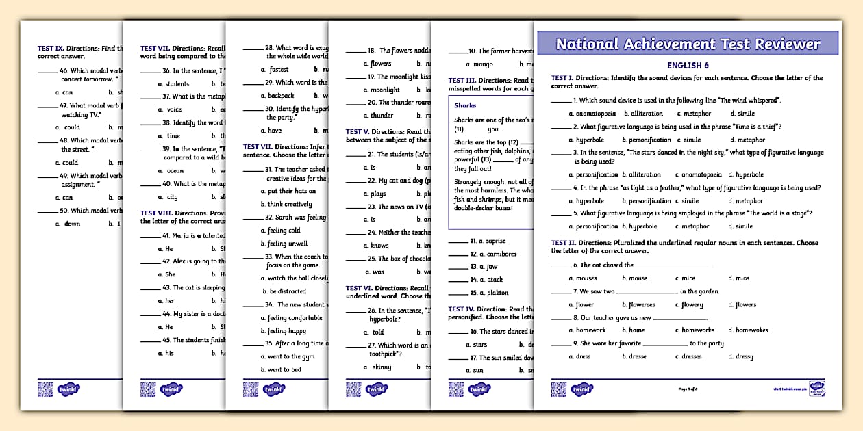 National Achievement Test Grade 6 English | Reviewer National Achievement Test Grade 6 English | Reviewer