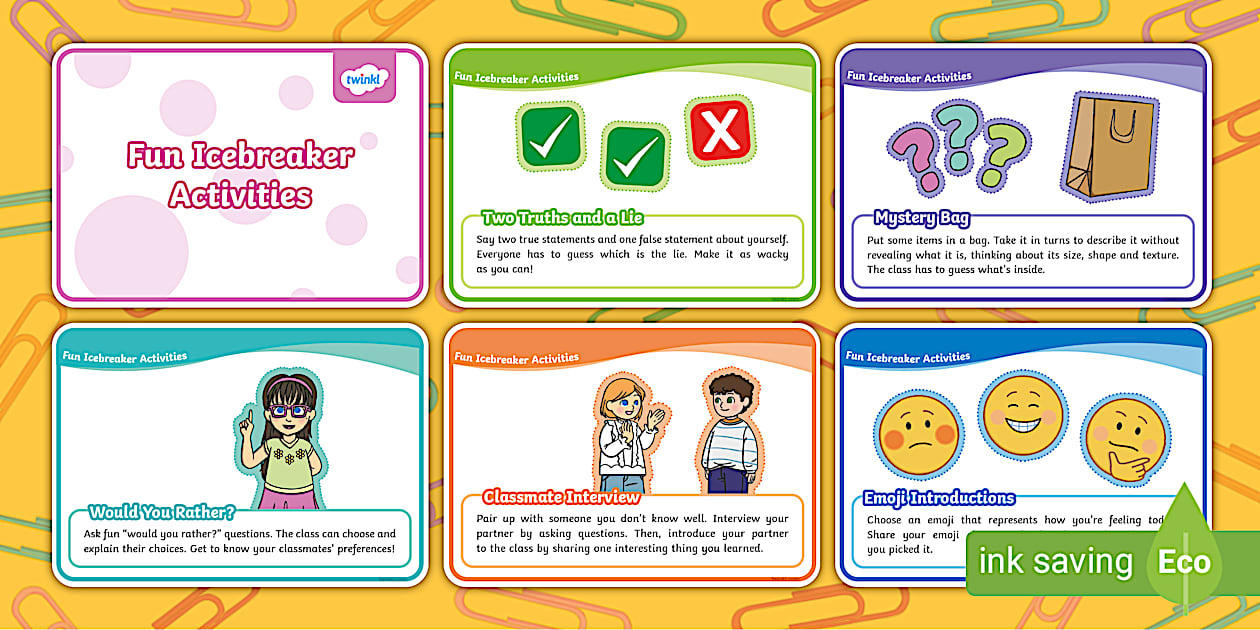 Fun Icebreaker Idea Cards (teacher made) - Twinkl