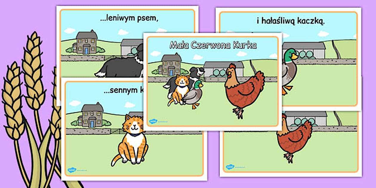 Black and White The Little Red Hen Story Polish Translation
