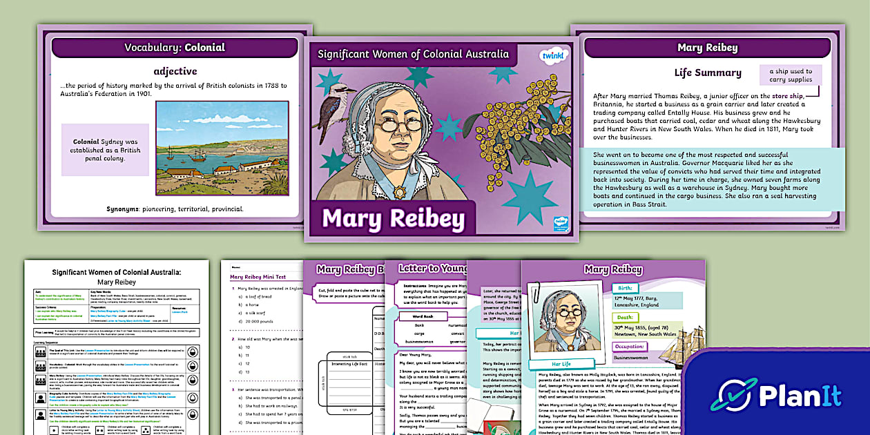 Y5 History Women Colonial Australia L1 Mary Reibey - Twinkl