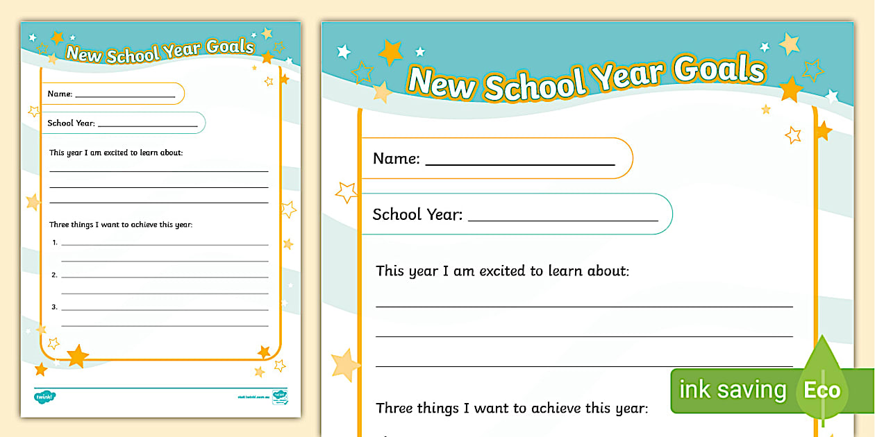 New School Year Goals - Lower Primary (teacher made)