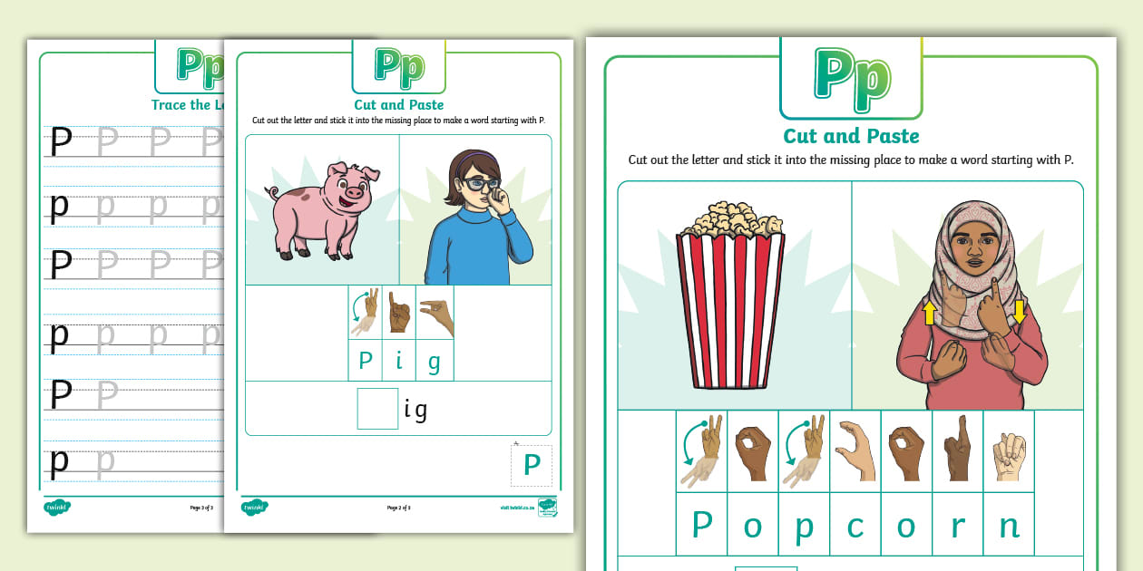 FP - SASL - Letter P - Handwriting Worksheet (CAPS)