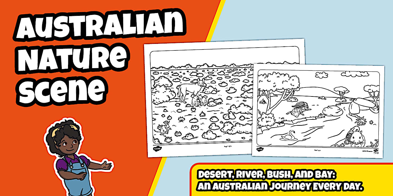 Australian Nature Scene Colouring Pages