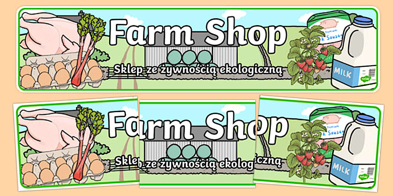 Farm Shop Banner Polish Translation (teacher made) - Twinkl