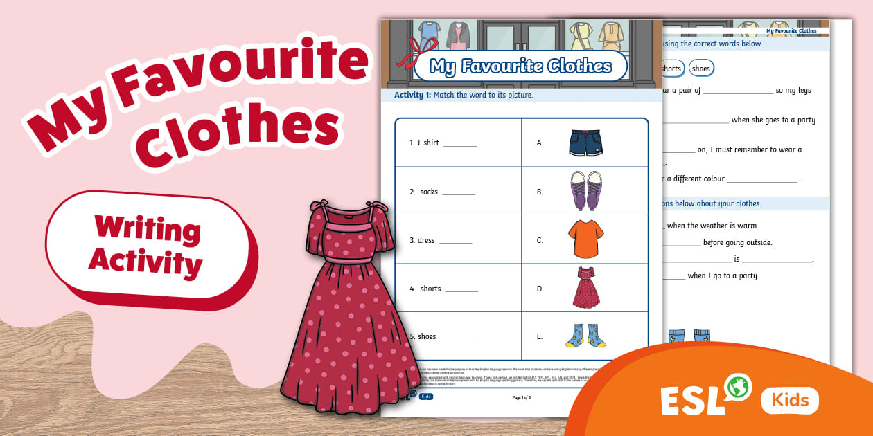 ESL My Favourite Clothes Writing Activity [Kids, A1]