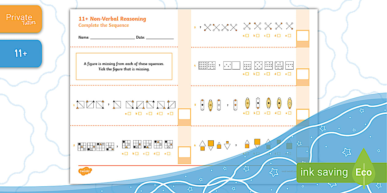 11+ Non-Verbal Reasoning: Complete the Sequence Assessment