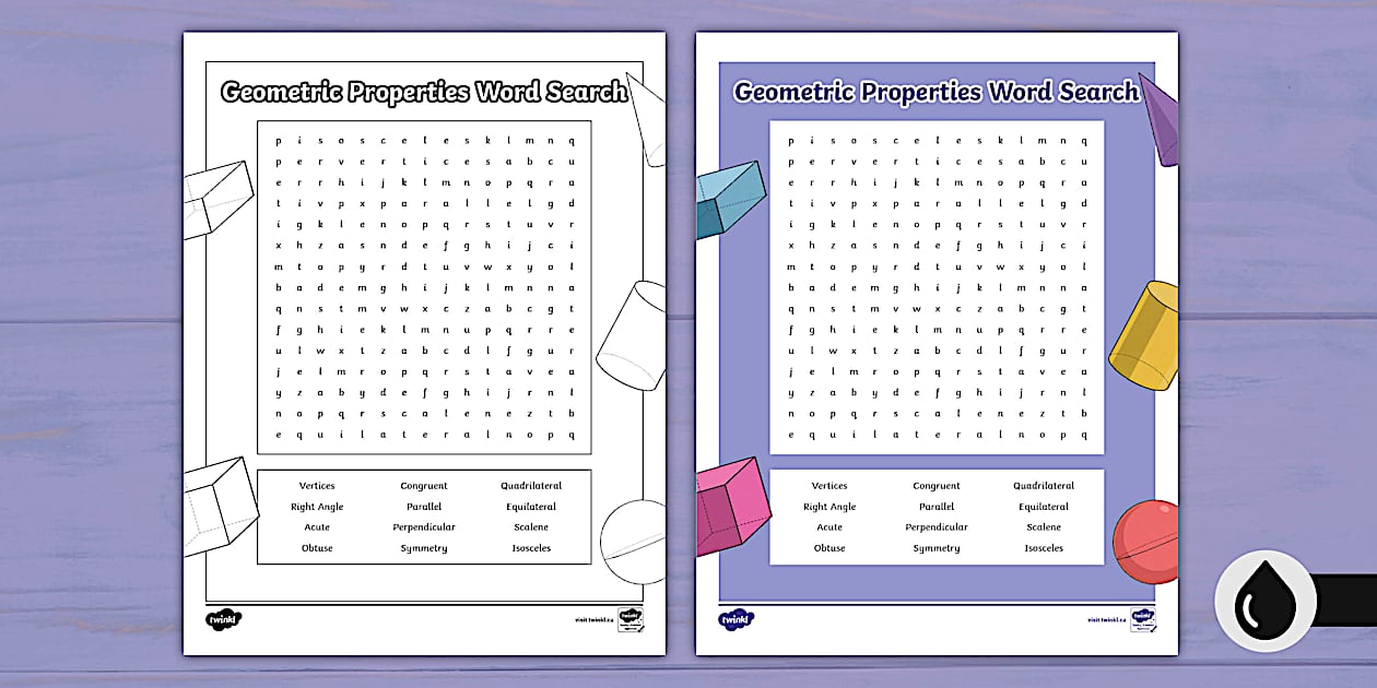 Grade 4 Geometry Word Search (teacher made) - Twinkl
