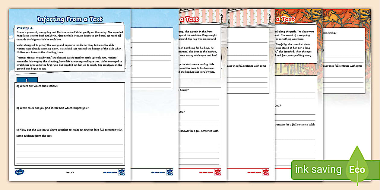 Inference Worksheets with Text 3-6 | Reading Resources