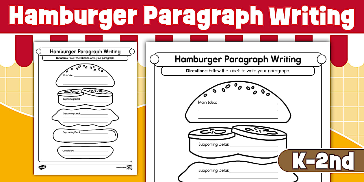 Hamburger Paragraph Writing Template for K-2nd Grade