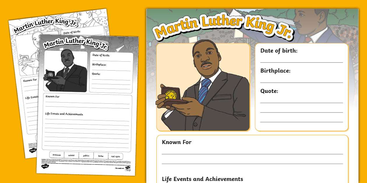 Martin Luther King Jr. Biography Template (Teacher-Made)