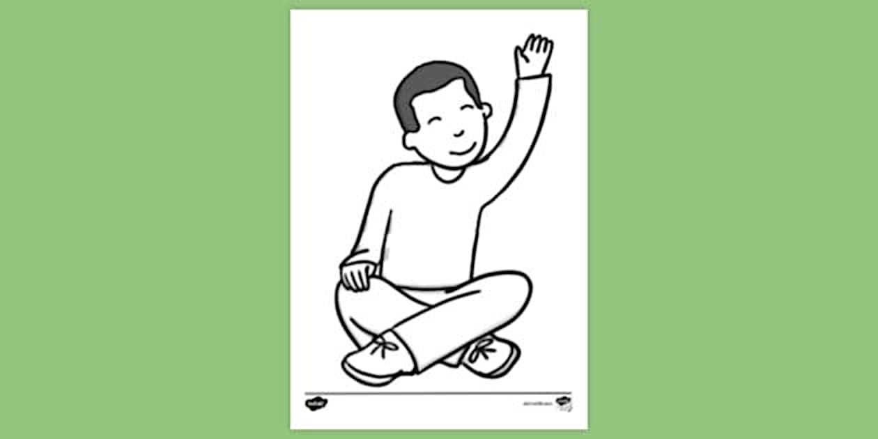 Hand up to Speak Boy Colouring Sheet | Colouring Sheets